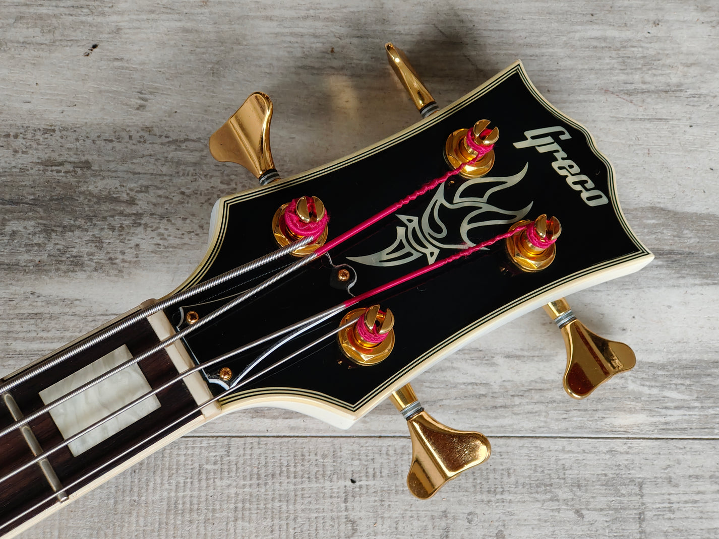 1990 Greco Japan EGB-850 Les Paul Custom Short Scale Bass (White) – Cool Old Guitars