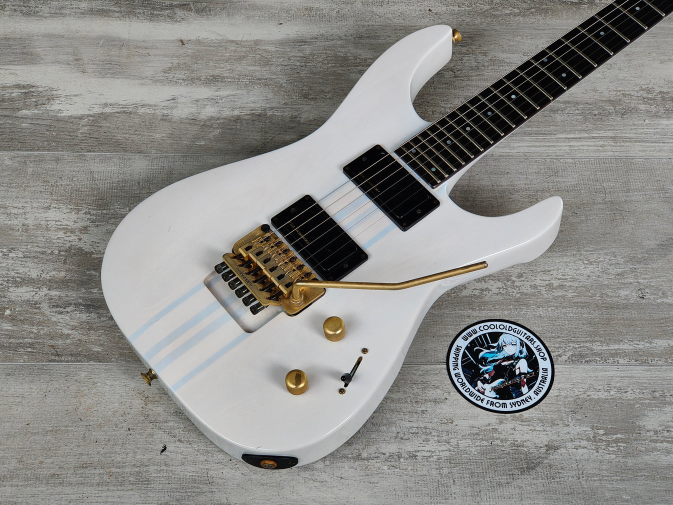 1990 Fernandes Japan FR-120 Neckthrough HH Superstrat (Transparent Whi ...