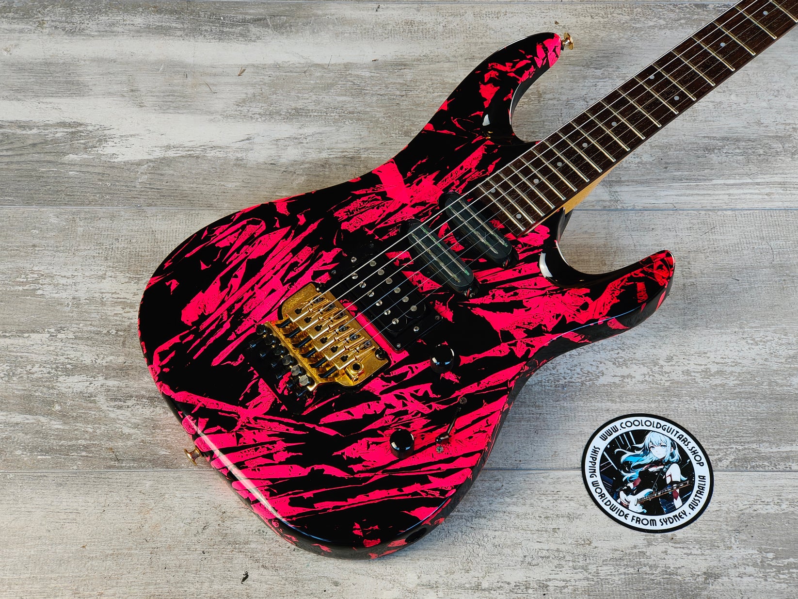 1990 Aria Pro II Japan Magna "Aura" Artist Model Superstrat (Pink Graf ...