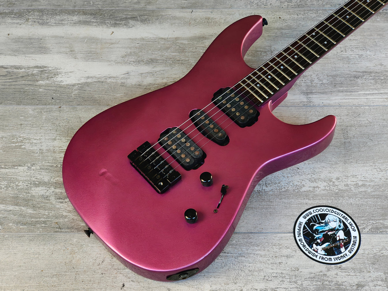 1991 Fernandes Japan FR-75T Revolver HSH Superstrat (Sparkle Pink/Purp ...