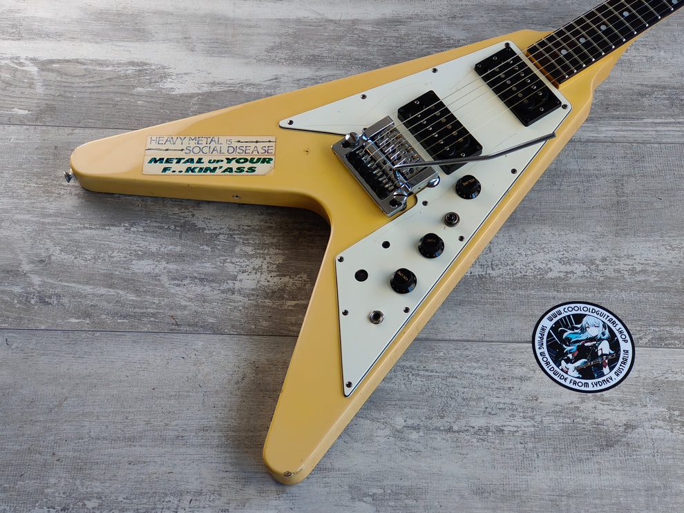 1984 Greco FV105K '67 Reissue Flying V w/Kahler Tremolo (Vintage White ...