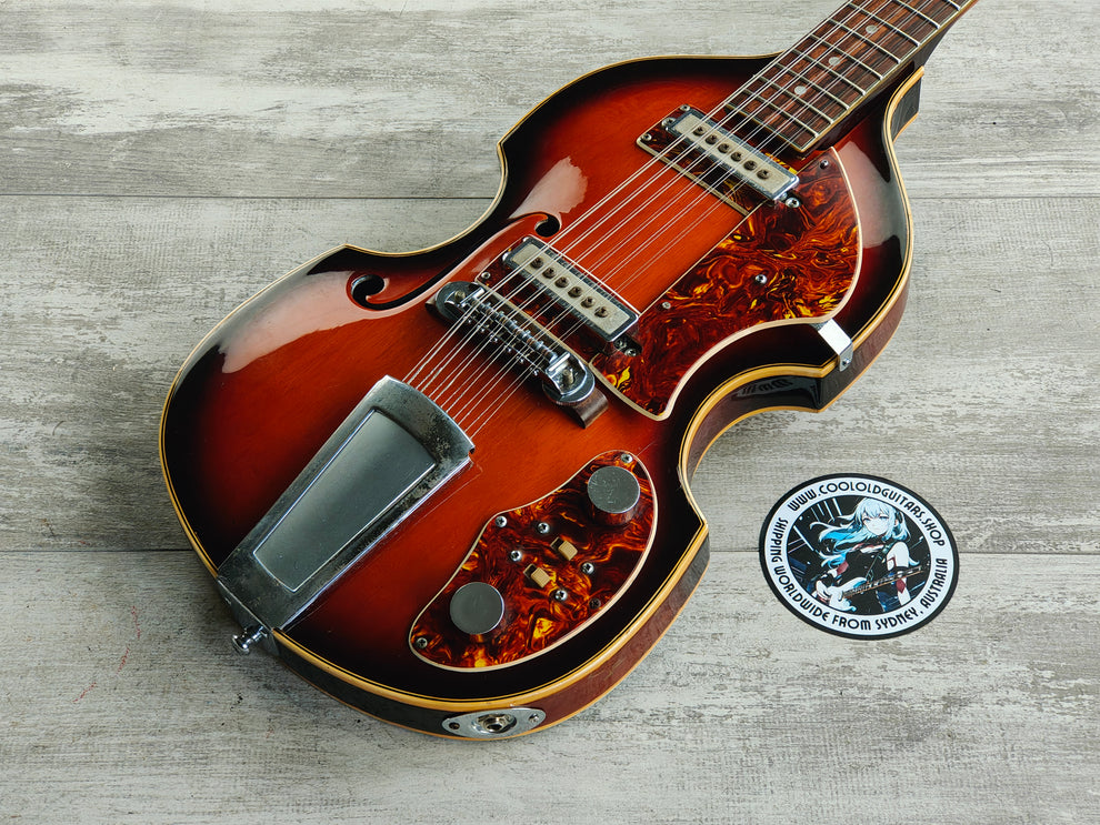1967 Guyatone Japan V-12 12-String Violin Semi Hollowbody Guitar (Sunb ...