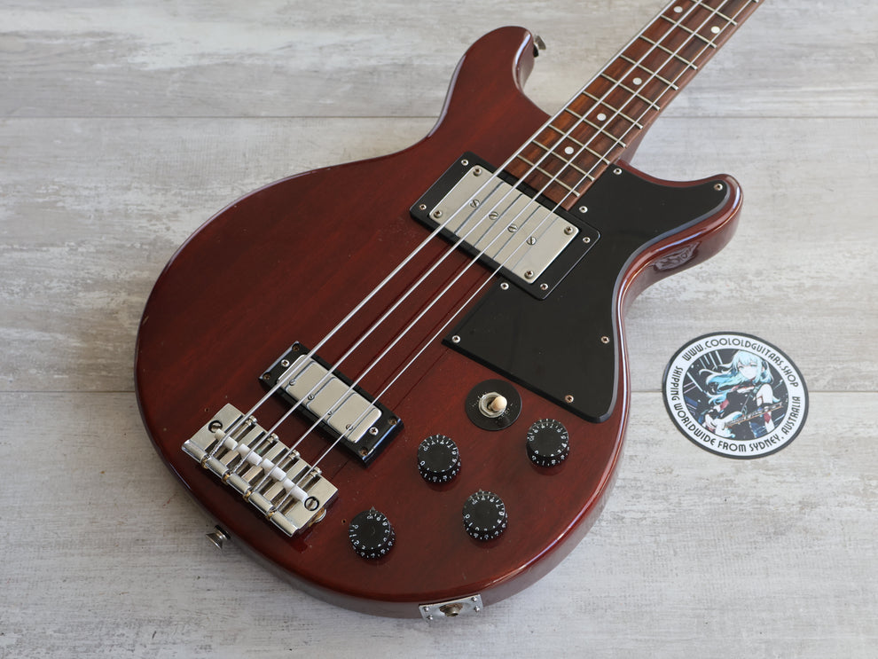 1975 Greco Japan TVB-600 Double Cutaway Les Paul Jr Bass (Cherry Red) – Cool Old Guitars