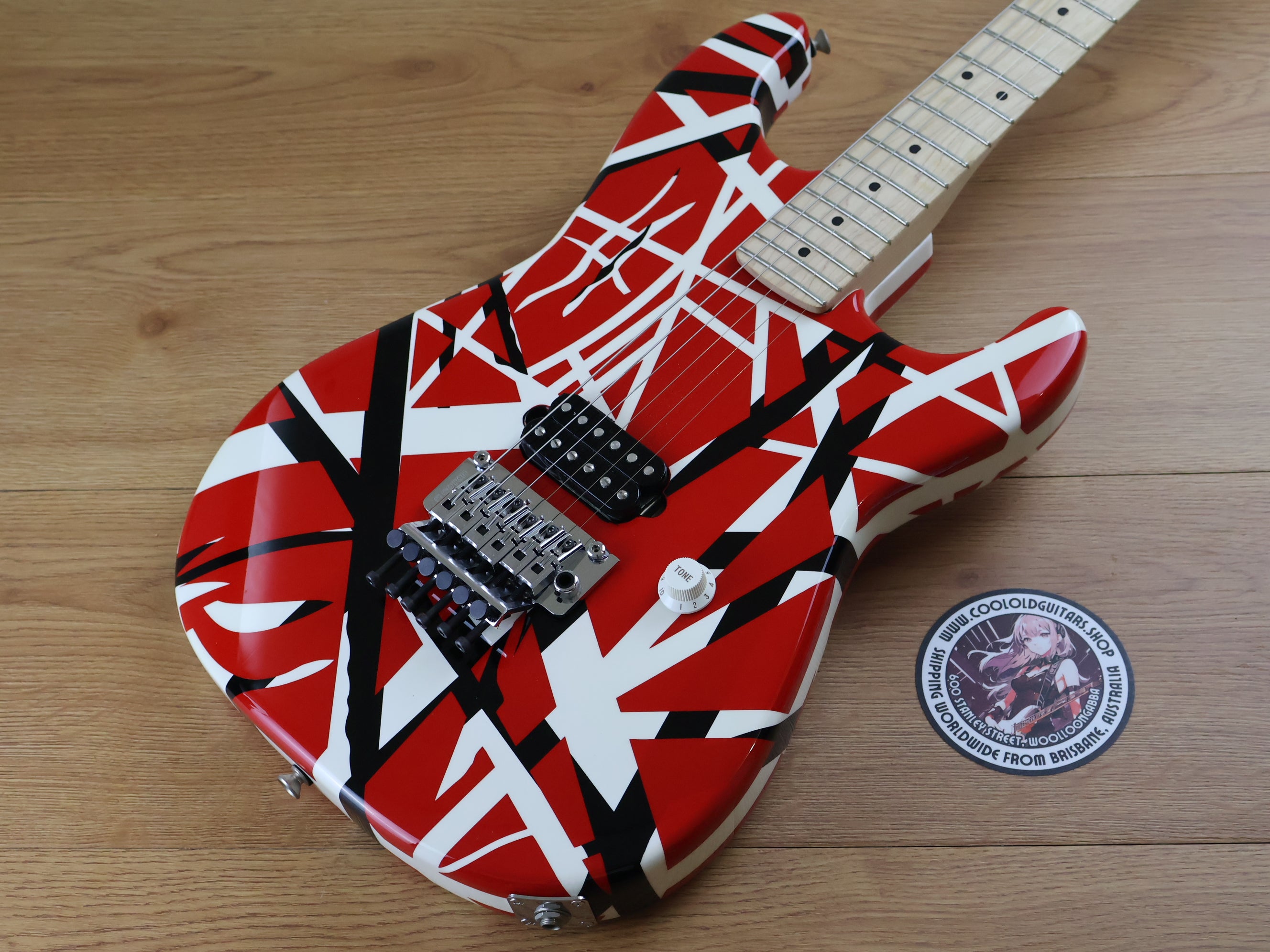 EVH Striped Series Partscaster w/Bareknuckle Crawler (Red/Black/White ...