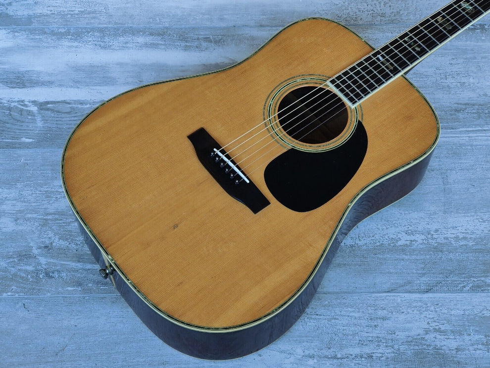 1980's Morris W-60 Japanese Vintage Acoustic Dreadnought Guitar (Natur – Cool Old Guitars